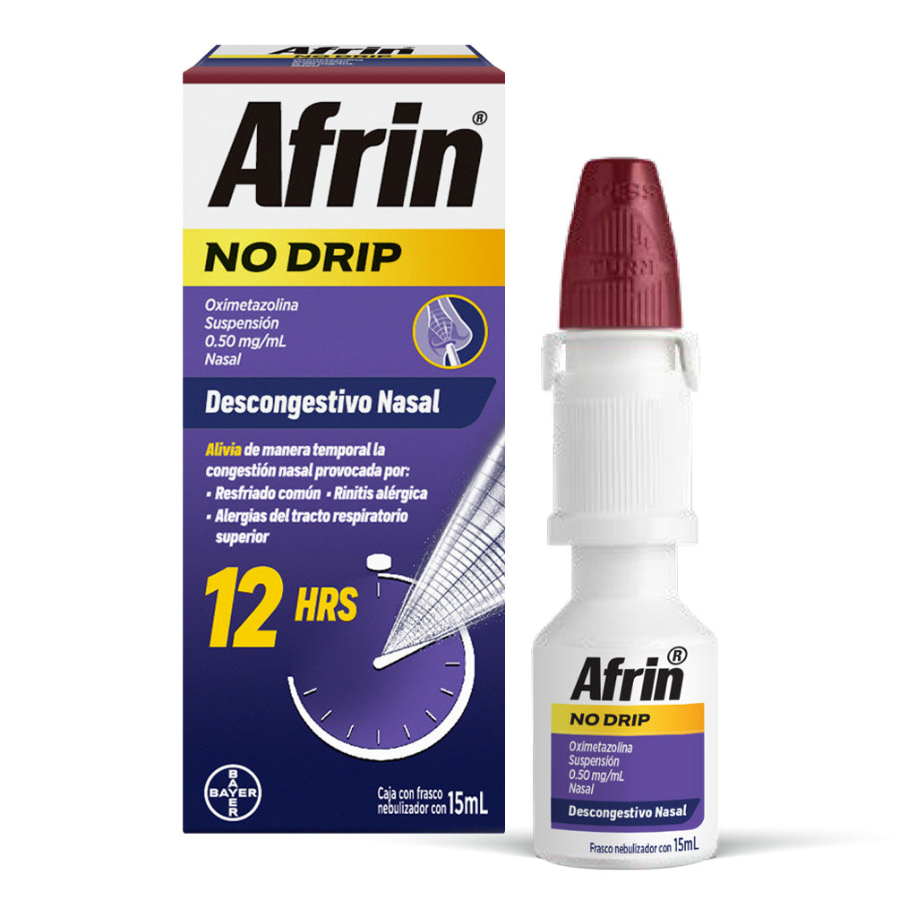 AFRIN NO DRIP 12H SUSP. Nasal Fco. Atomizador 15 ML. 0.50 MG/1 ML. – GonSar